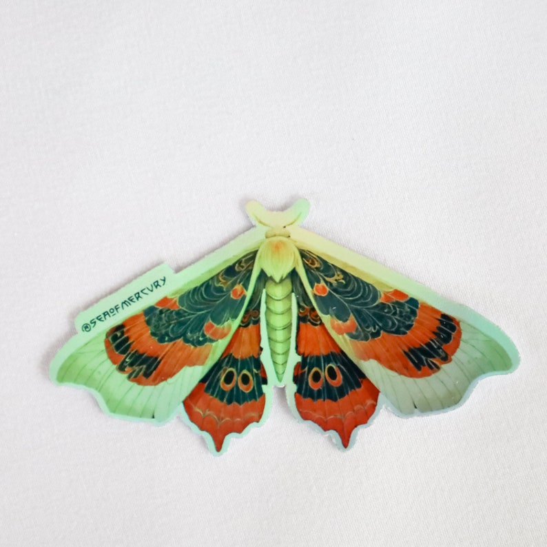 Iridescent Holographic Rainbow Moth Sticker Waterproof Journal Water ...