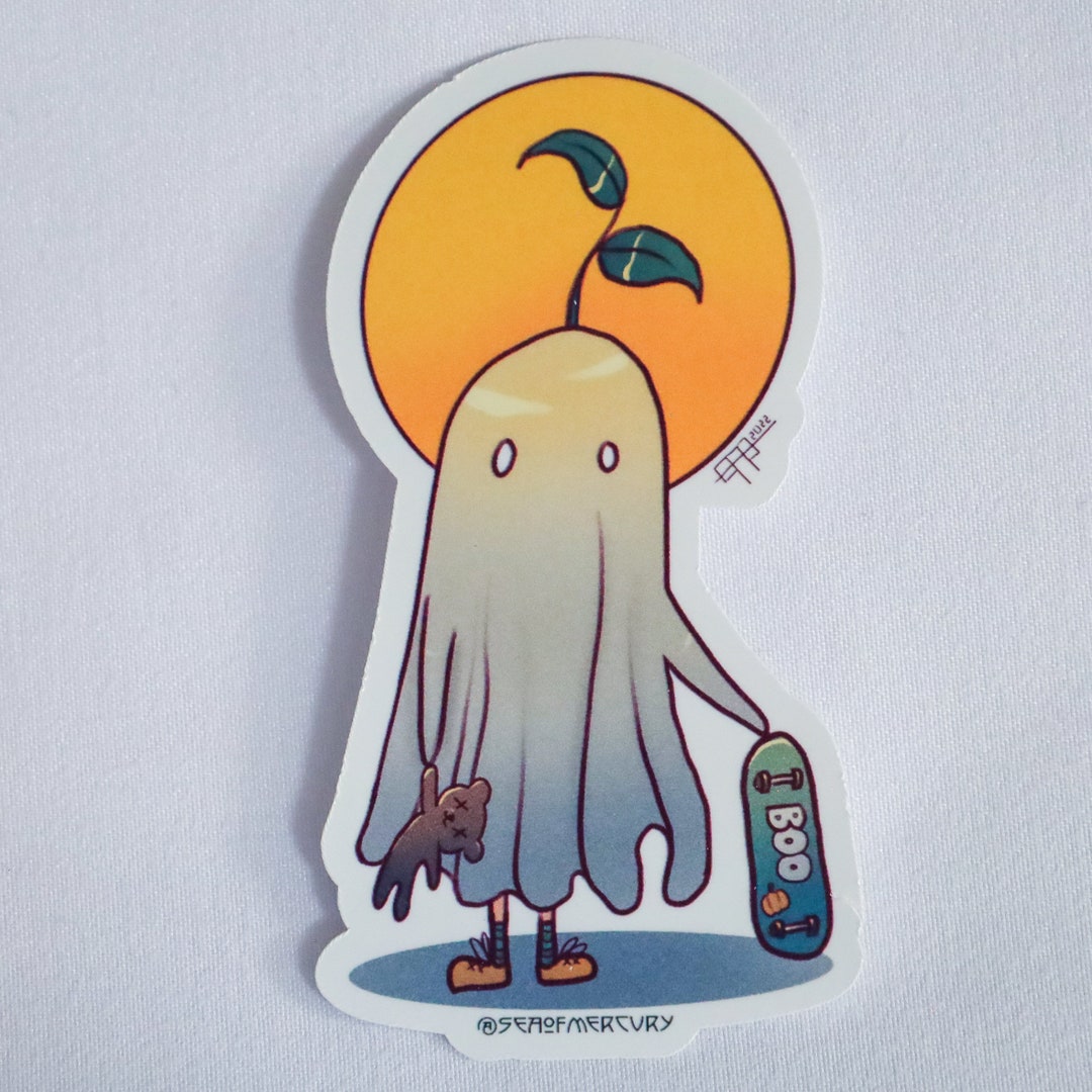 Lil Ghosty Boo Vinyl Sticker Lofi Vibes Cute Plant Sticker Ghost ...
