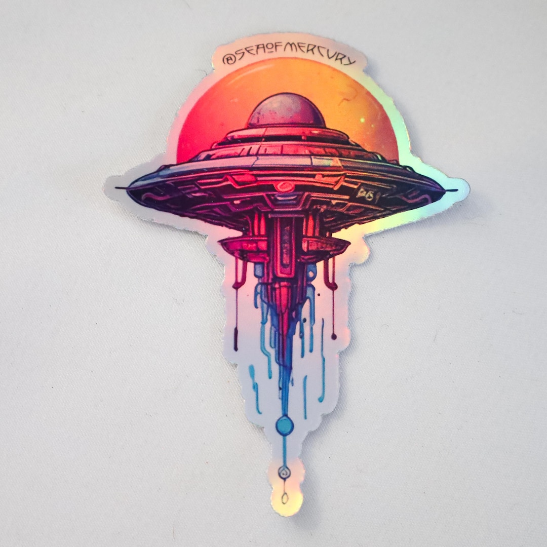 Holographic Space Station Sticker: Retro Sci-fi Iridescent Vinyl - Etsy