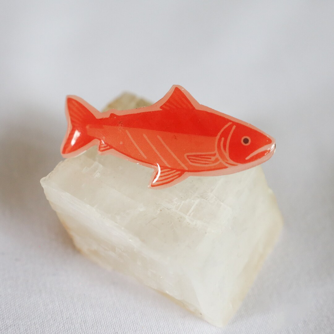 Cute Salmon Fish Hat Pin Handmade Resin Enameled Festival Pin - Etsy