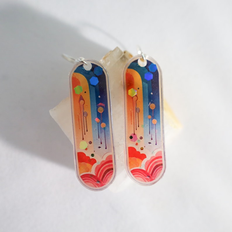Rainbow Glitter Drop Earrings Handmade Jewelry Gift Festival ...
