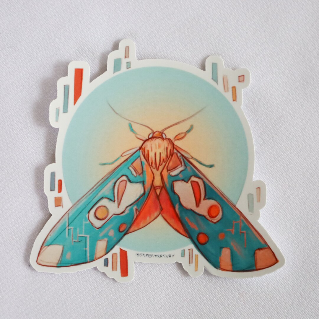 Moon Moth Witchy Japanese Sticker Design Fluffy New Age Moth Sticker ...