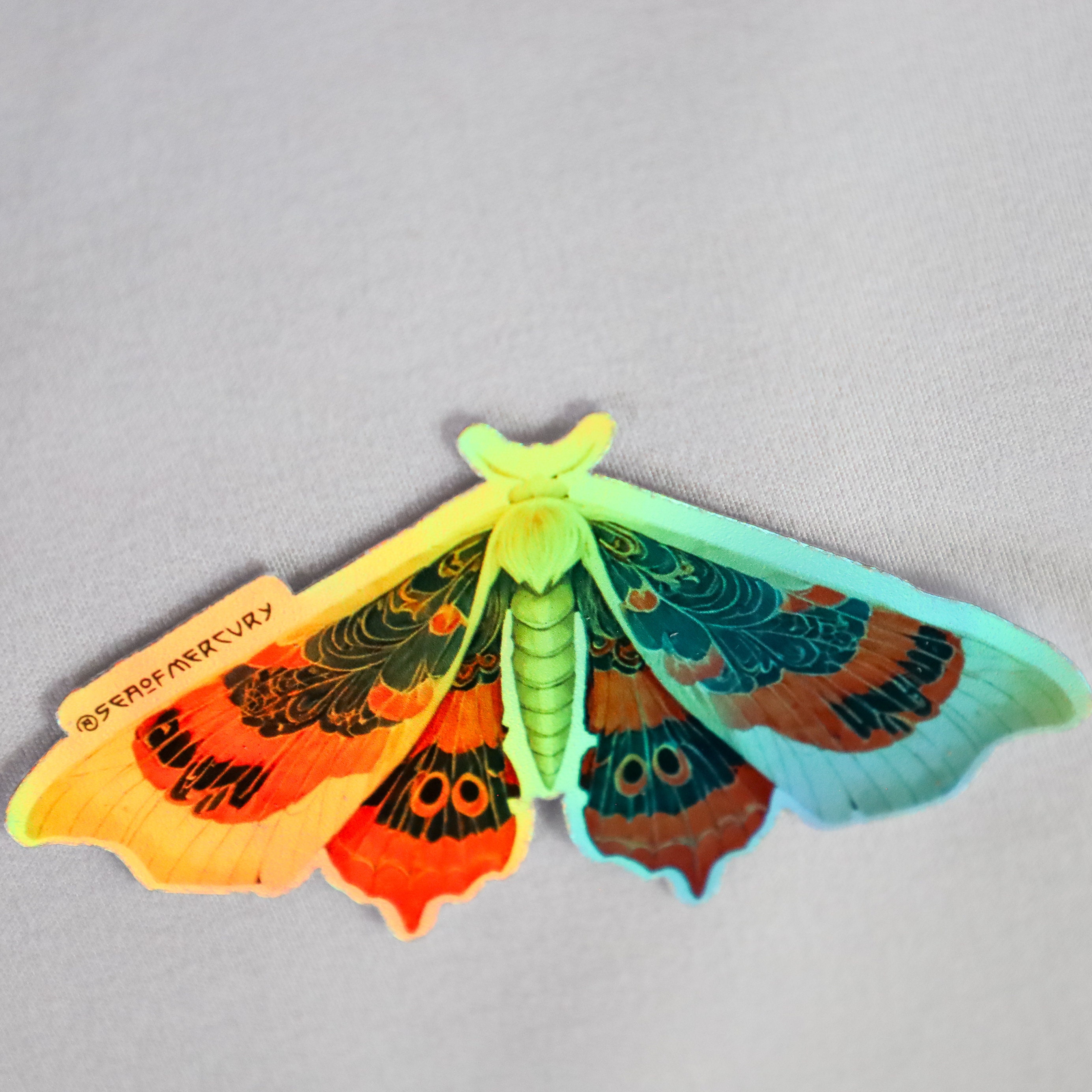 Iridescent Holographic Rainbow Moth Sticker Waterproof Journal Water ...