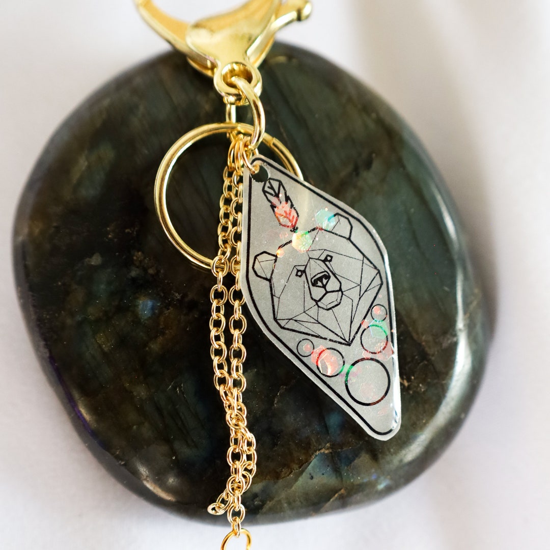 Handmade Bear Natural Nature Esoteric Geometric Key Chain Gift for Her ...