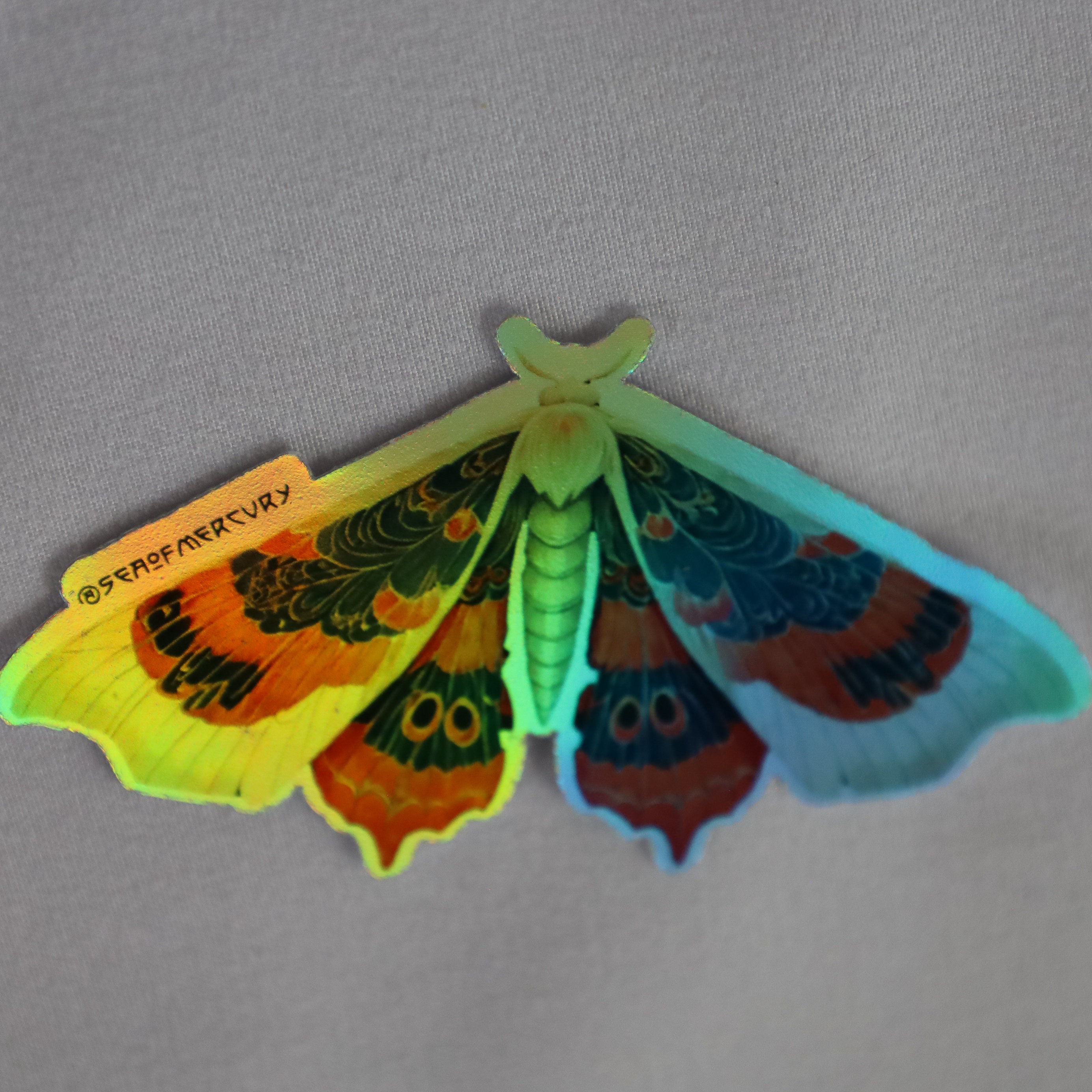 Iridescent Holographic Rainbow Moth Sticker Waterproof Journal Water ...