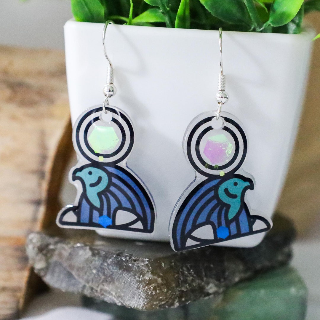 Magical Thoth Occult Earrings Green Flash Rainbow Glitter Festival ...