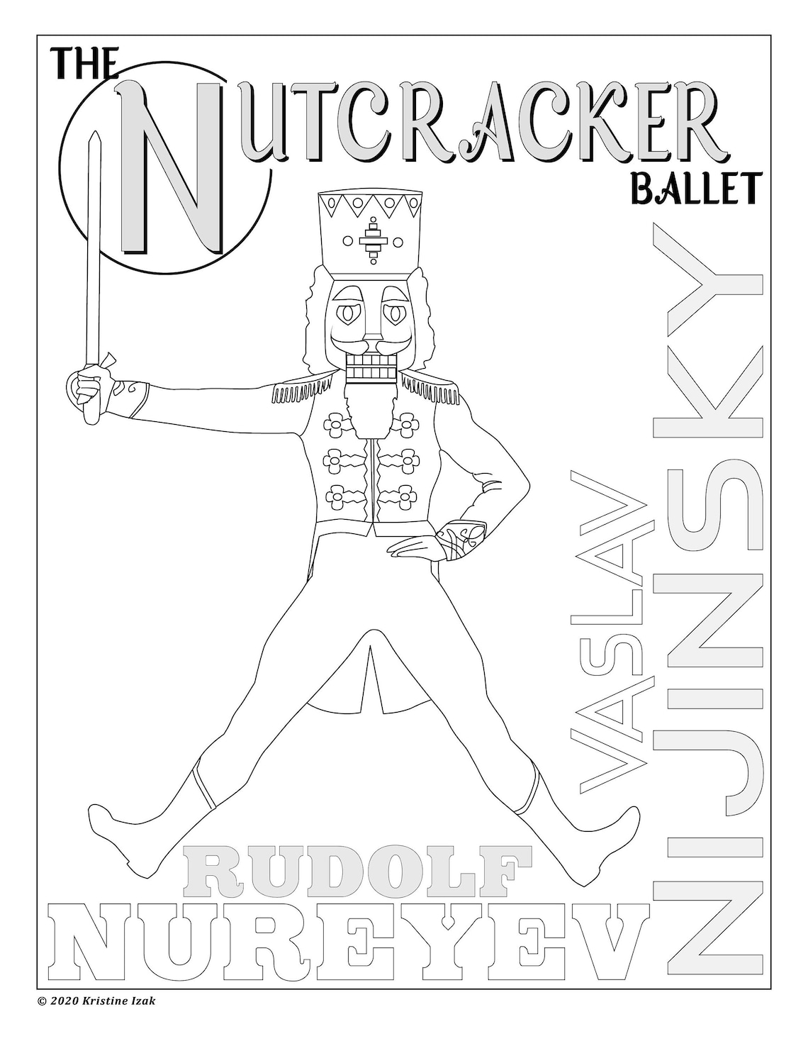 Nutcracker Set of 4 From Ballet Alphabet (2 Coloring Pages - 2 Facing ...