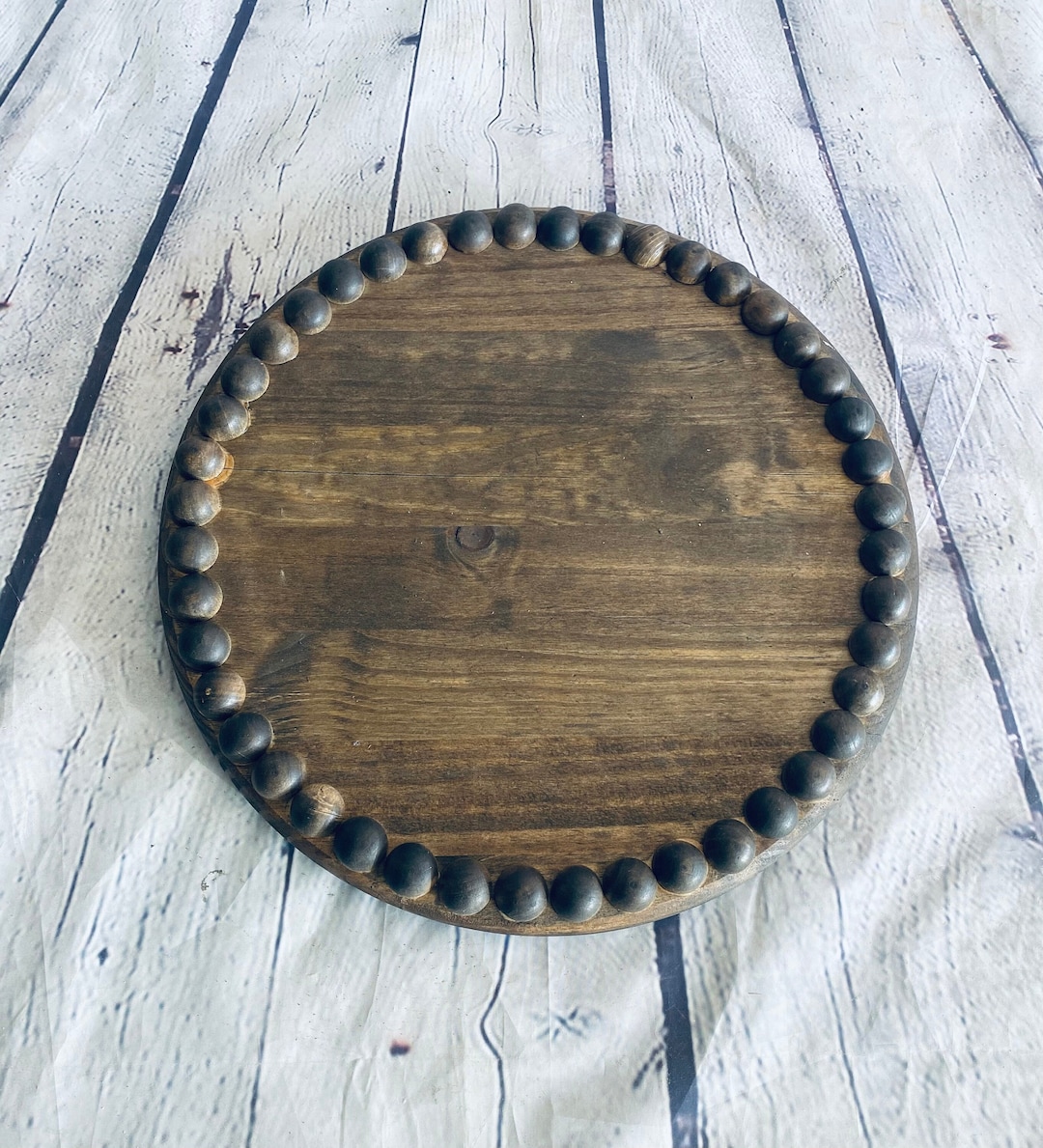 Beaded Cake Stand Reversible Wood Cake Stand, Wedding Cake Stand ...