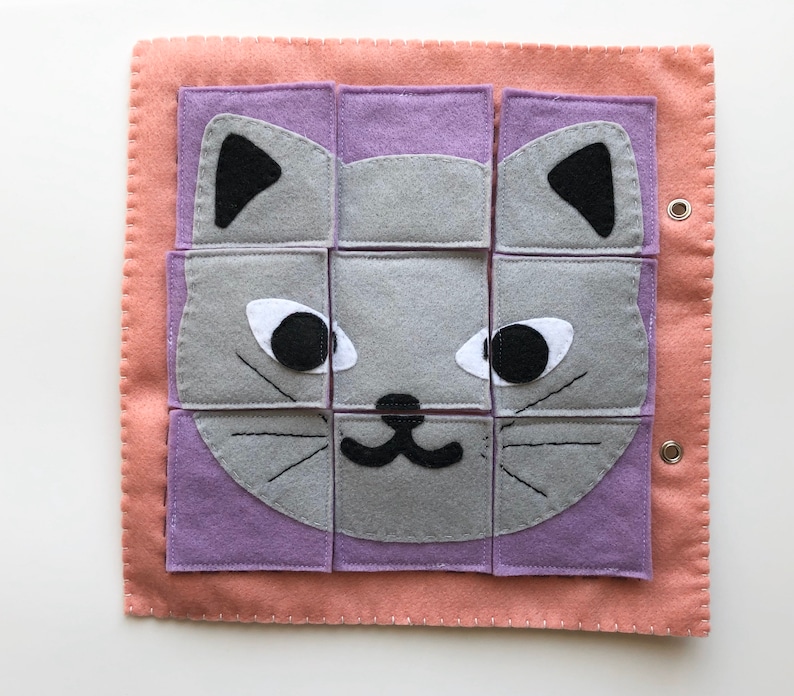 Cat Puzzle Felt Quiet Book Page - Etsy