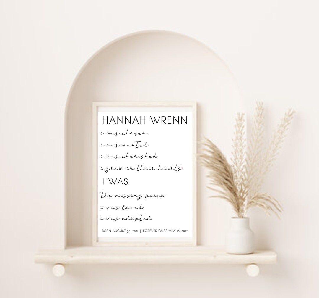 Adoption Word Art Gift, Adopted Printable, Heartfelt Gift for Adopted ...