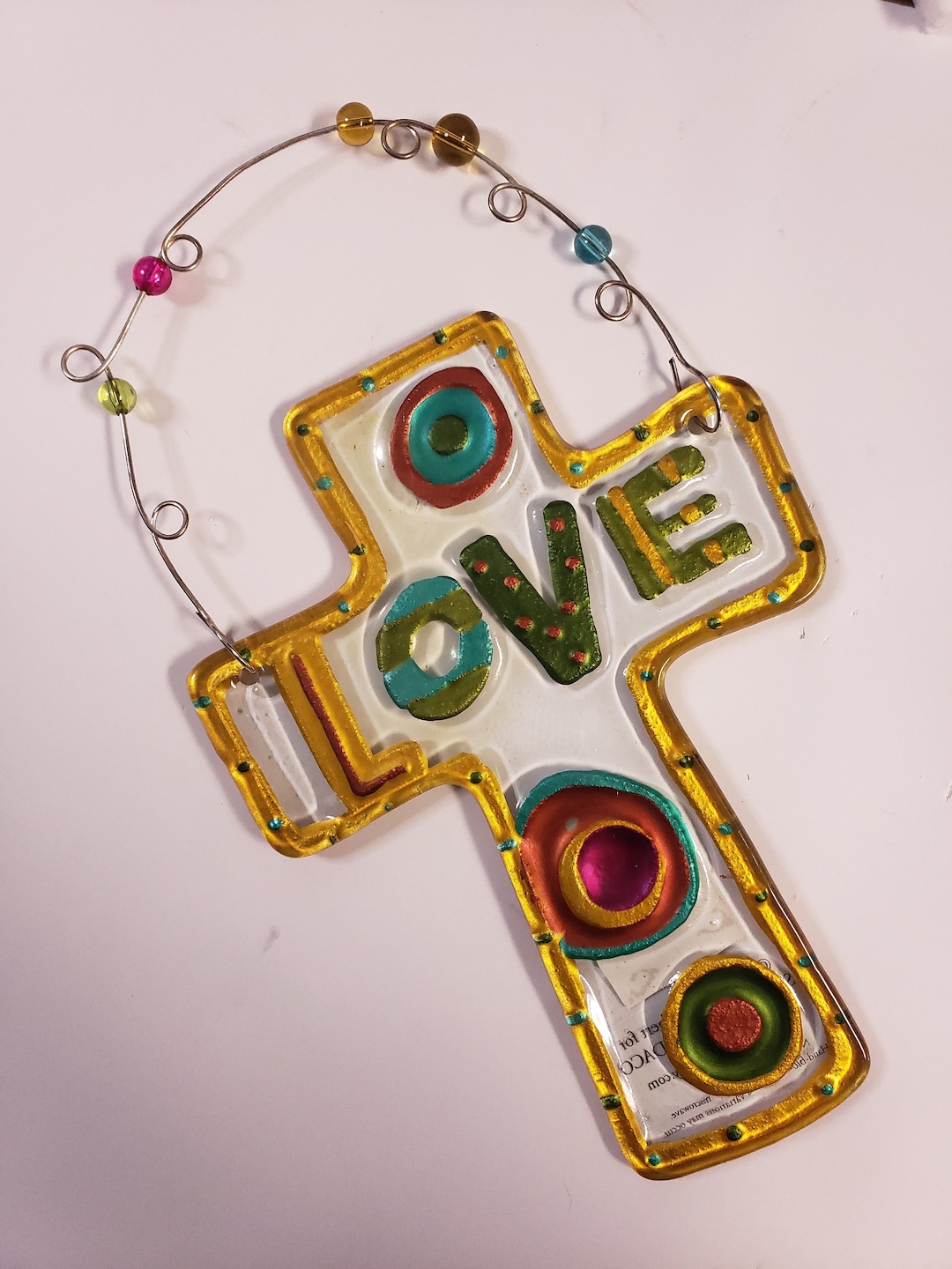 Lori Sieber Glass Fusion Sun Catcher Cross | Easter Decor With Beaded ...