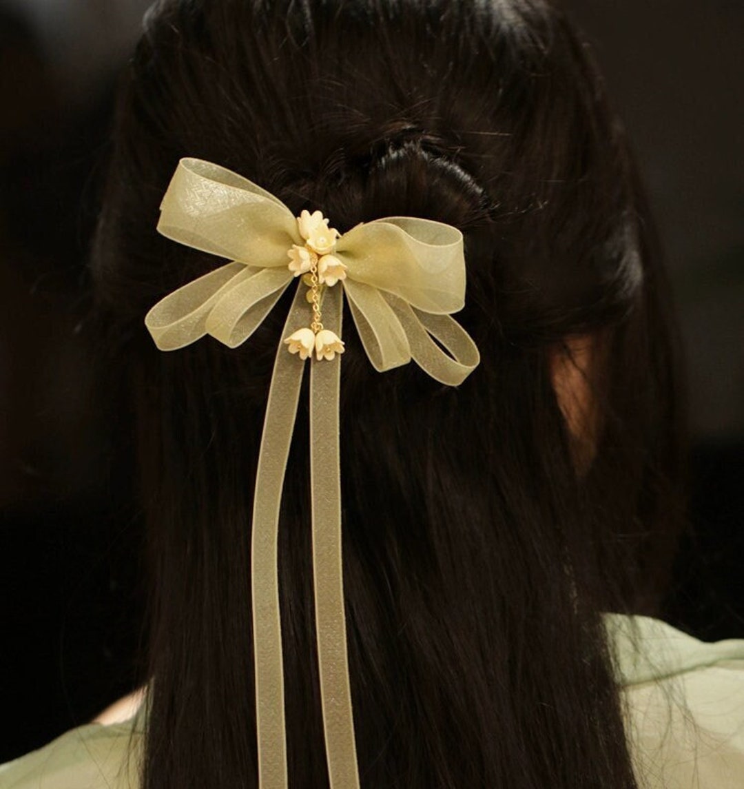 Vintage Bow-knot Hair Clip Long Ribbon Cheongsam Hair Clip Retro ...