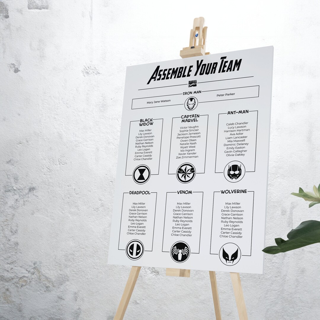 Marvel Superhero Seating Chart Wedding Seating Chart - Etsy