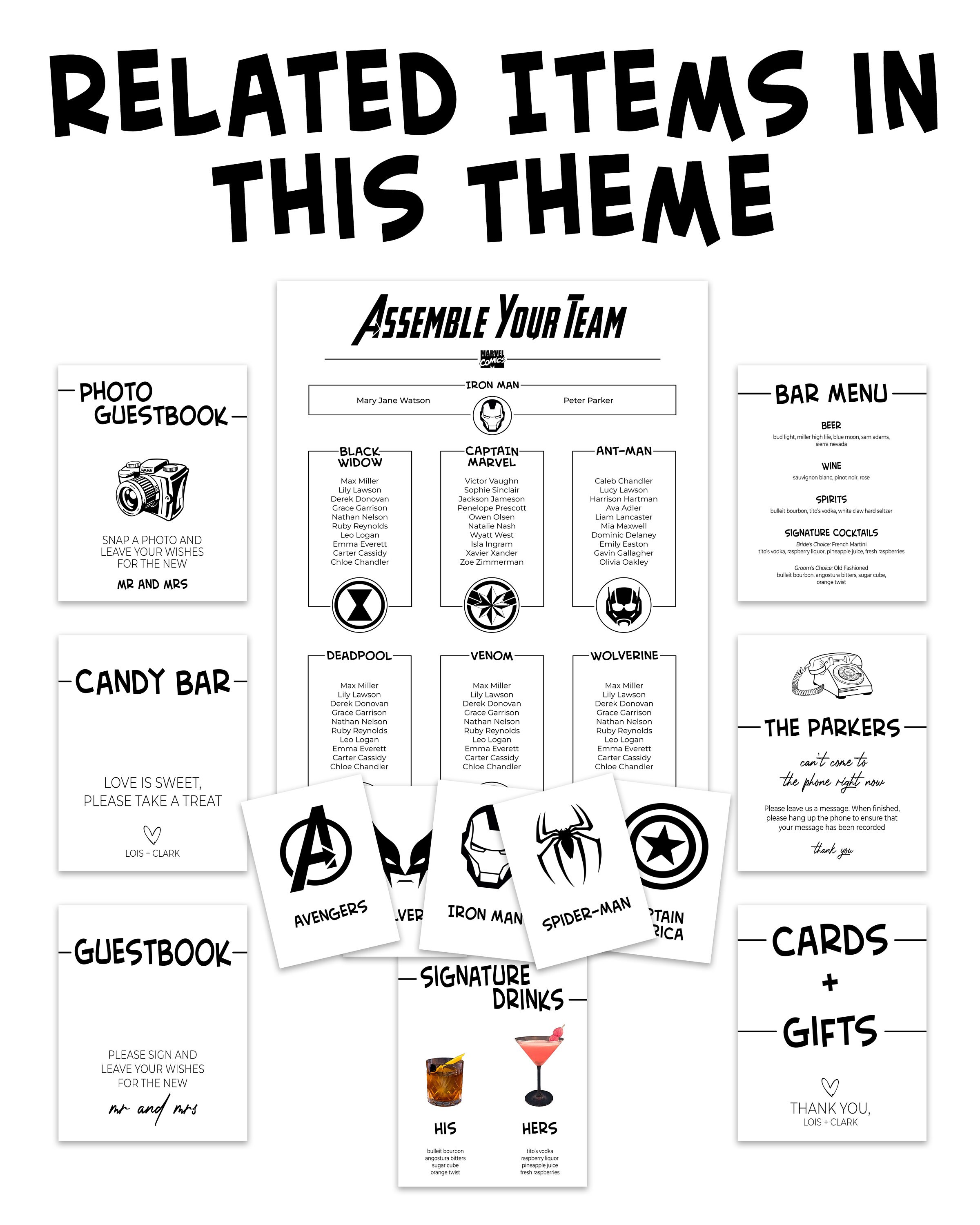 Marvel Superhero Seating Chart Wedding Seating Chart - Etsy