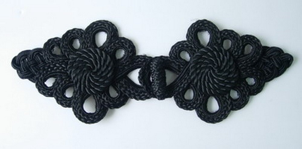 MR20 Macrame Corded Loops Braided Fastener Knots Buckle Off-white/black ...