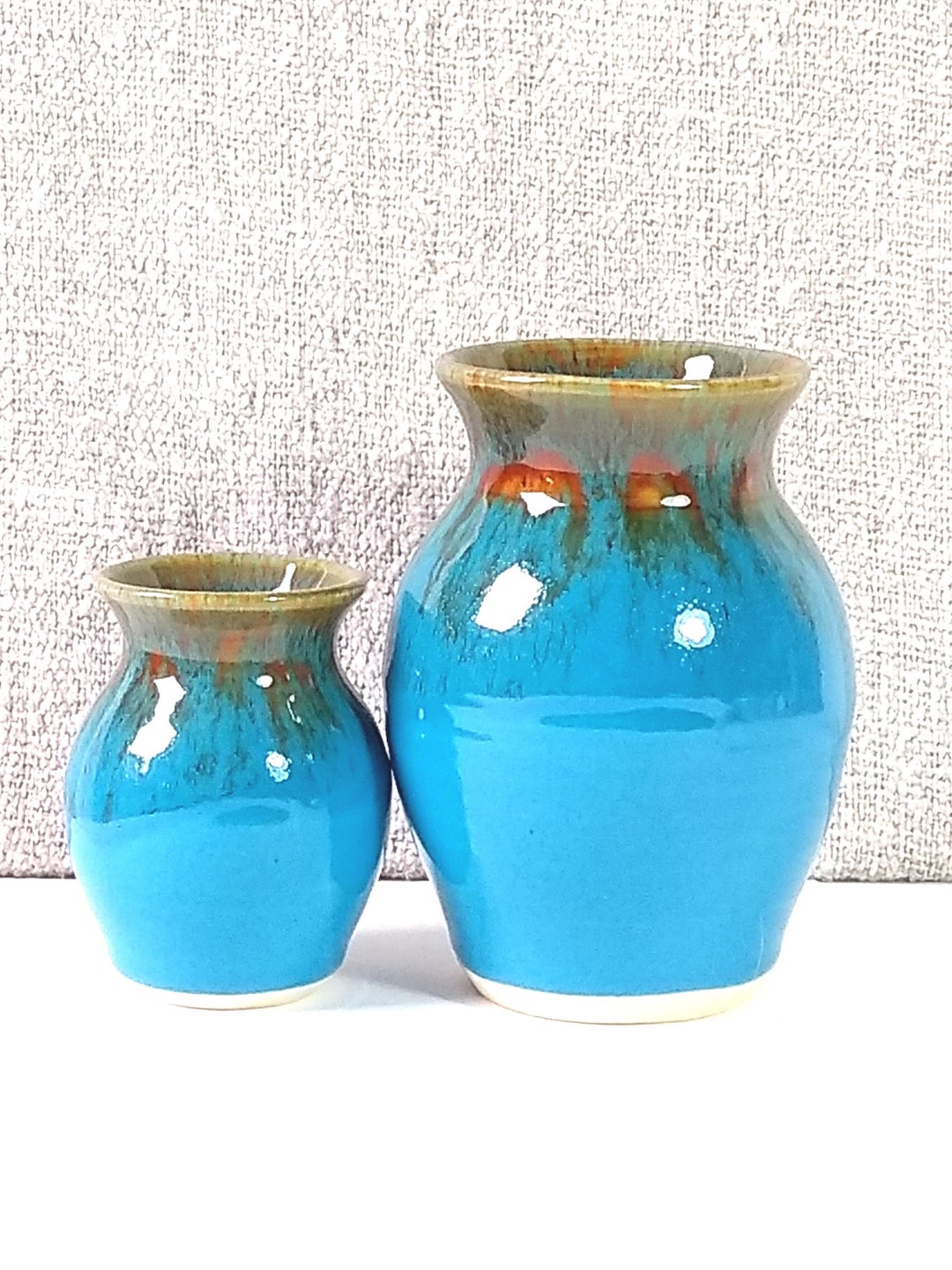 2 Turquoise Vases, a Pair, Small and Large - Etsy UK