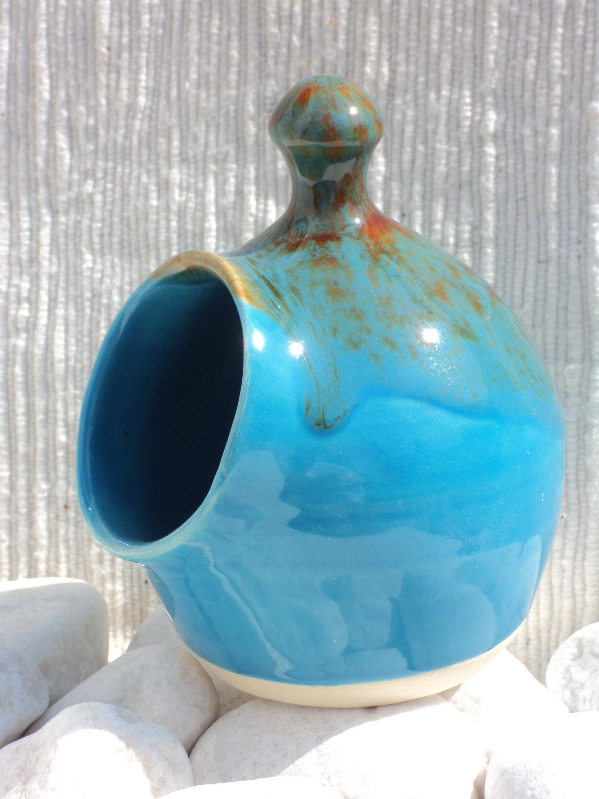 Salt Pig Small in Turquoise Glaze - With Scoop - Etsy UK