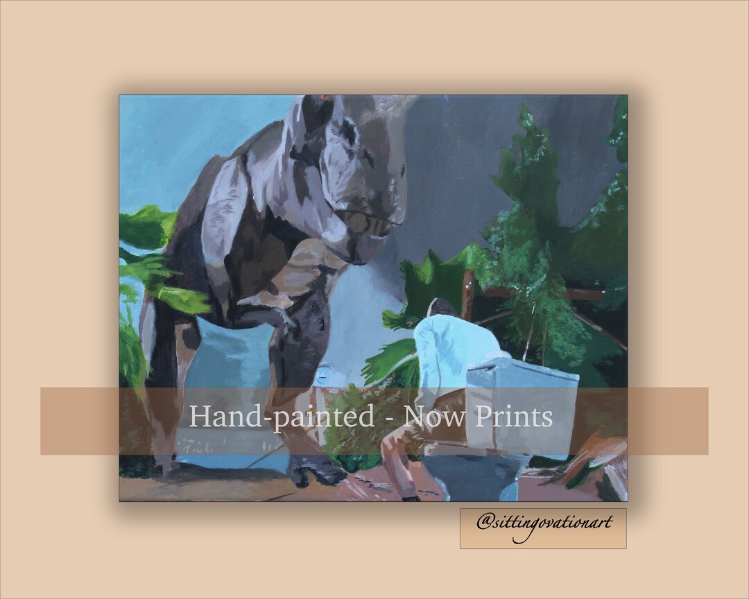 Jurassic Park Bathroom Print | Unframed | Hand-painted - Etsy