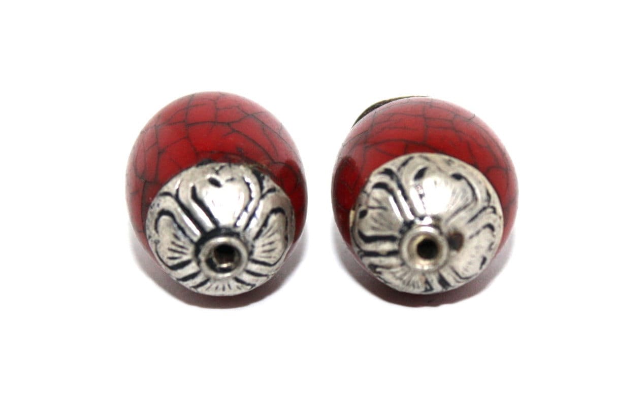 Red Howlite Stone Beads 2 Beads Nepalese Beads Tibet Beads - Etsy