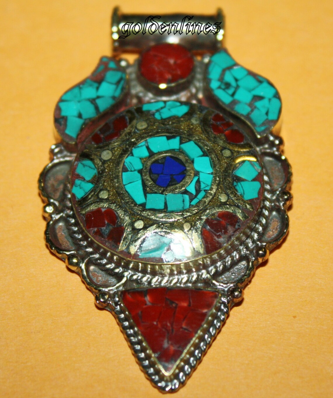 Turquoise Pendant Nepal Pendant Tibet Pendant Tibetan Pendant Bohemian ...
