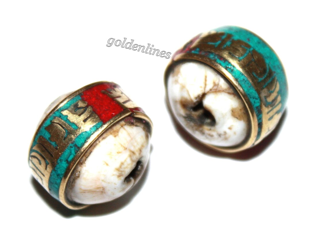 Conch Shell Brass Coral Beads Handmade Beads 2 Beads - Etsy