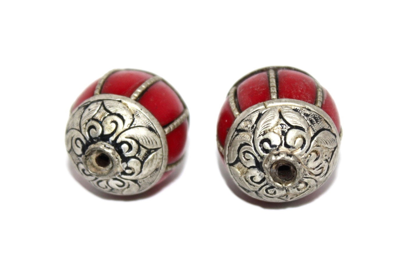 Red Howlite Stone Beads 2 Beads Nepalese Beads Tibetan Beads - Etsy