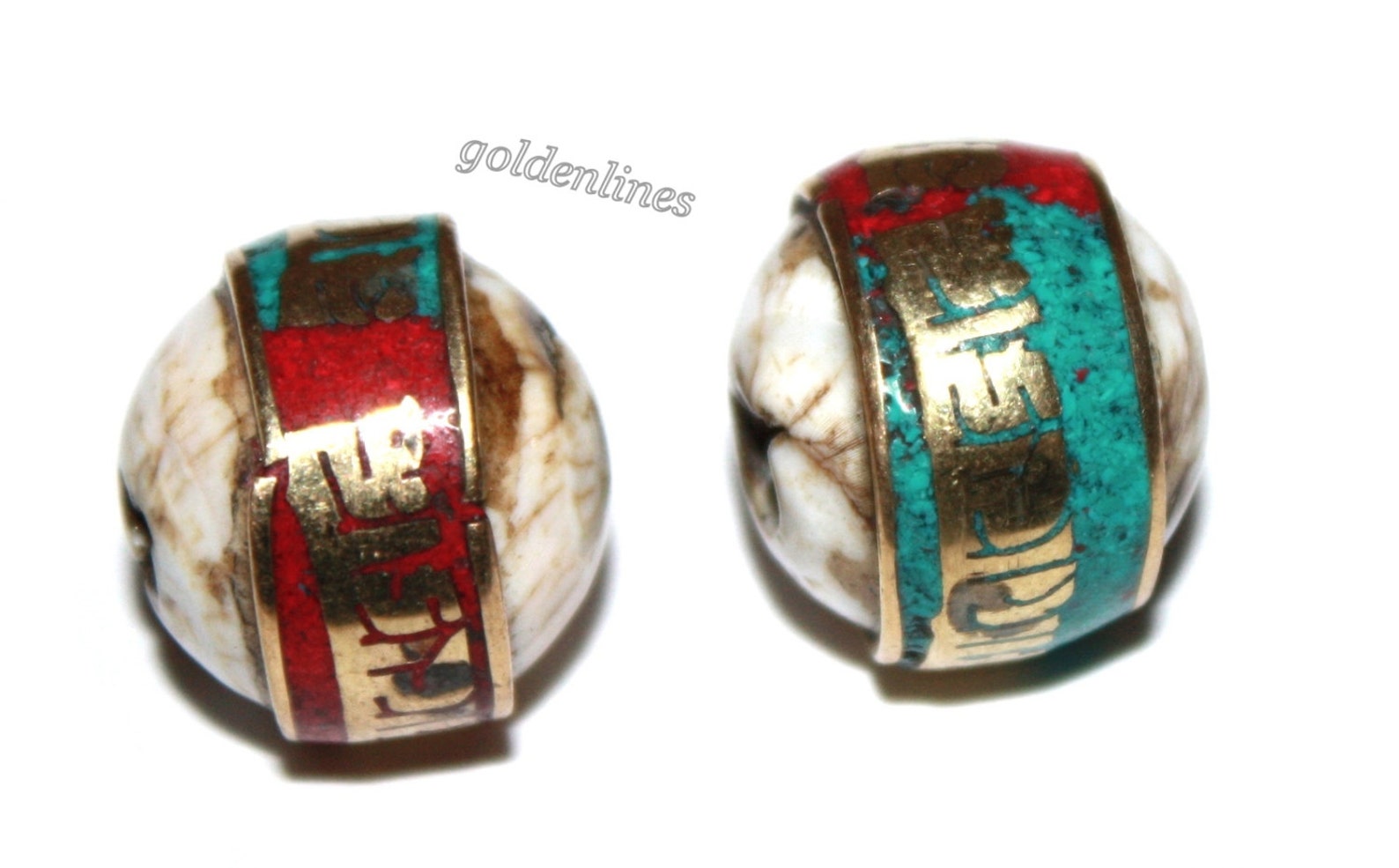 Conch Shell Brass Coral Beads Handmade Beads 2 Beads - Etsy