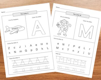 26 Printable Alphabet Trace & Color Worksheets. A-Z. Preschool-kdg - Etsy