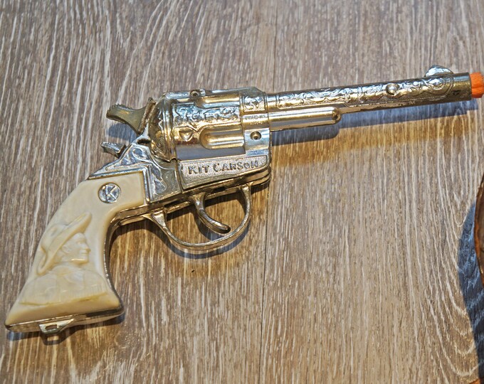 Vintage 1950s Kilgore Kit Carson Toy Cap Gun Nickel-plated White ...