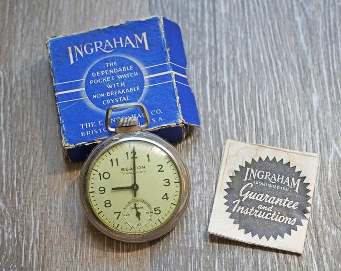 Vintage 1940s-1950s E Ingraham Co. Beacon Viceroy Pocket Watch With ...