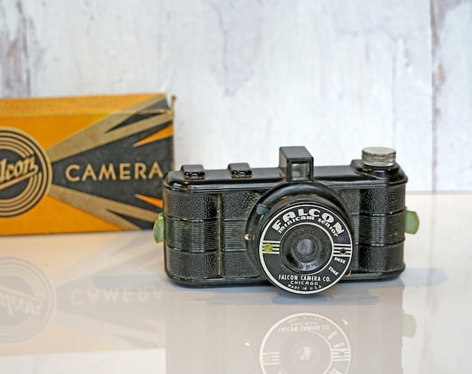 Vintage 1940s Falcon Minicam Senior, Art Deco Camera, Silver and Black ...