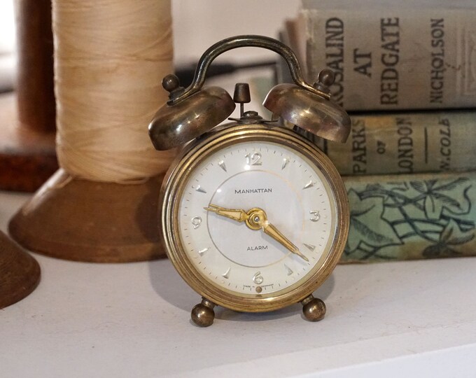 Vintage Adolf Jerger KG Manhattan Alarm Clock, Made in Germany, Brass ...