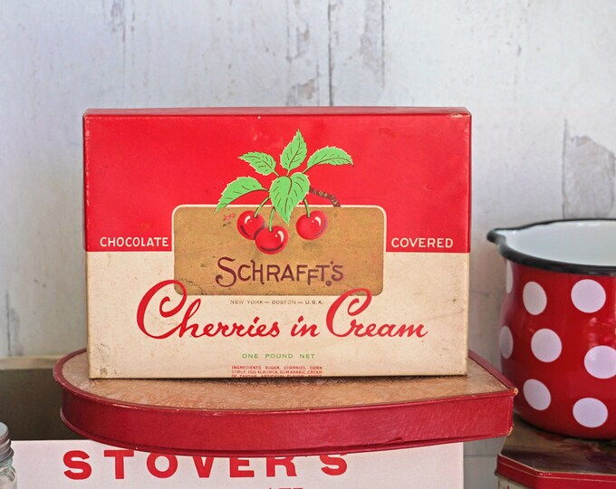 Vintage 1940s - 1950s Schrafft's Chocolate Covered Cherries Box ...