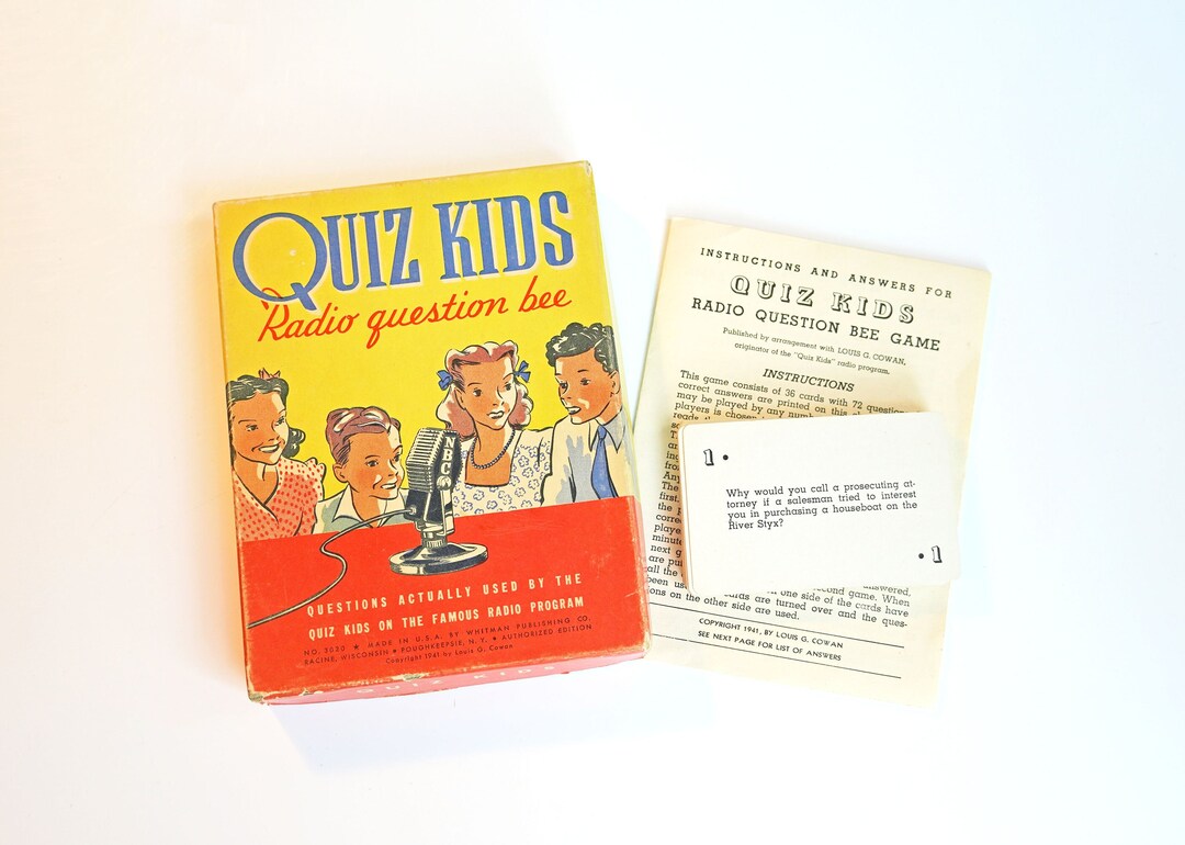 Vintage 1941 Whitman Quiz Kids Radio Question Bee, Trivia Card Game ...