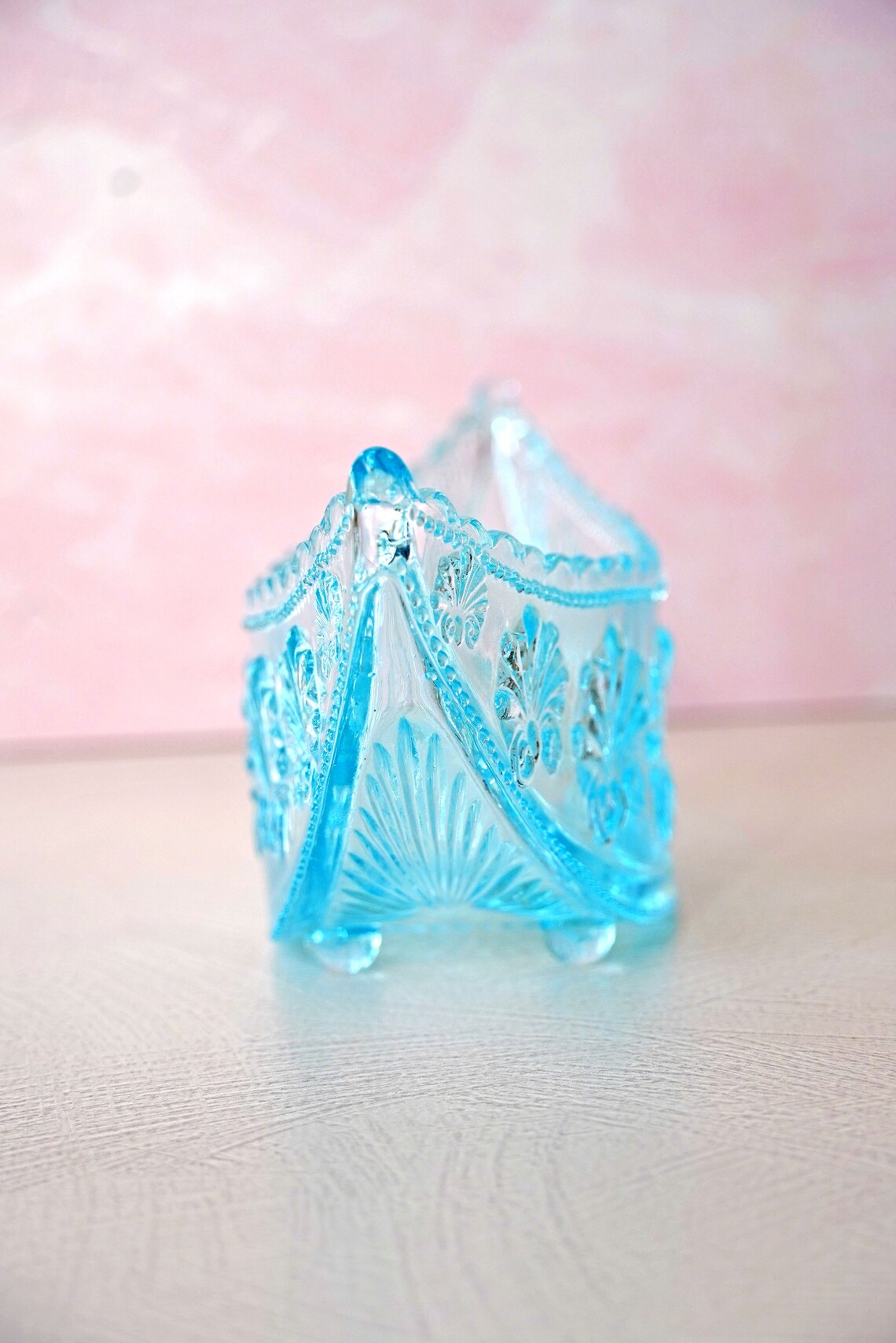 Vintage 1950s LG Wright Glass Aquamarine Blue War of the Roses - Etsy