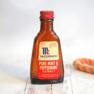 Vintage 1972 Mccormick Pure Mint & Peppermint Extract, Brown Glass ...