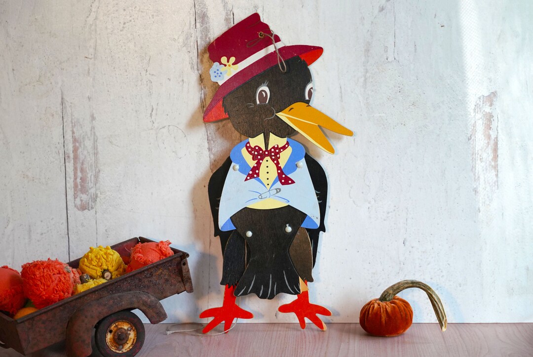 Vintage 1971 Alfred Mertens Scarecrow Jumping Jack Toy Crow, HD 140 ...
