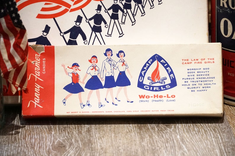 Vintage 1950s Fanny Farmer Camp Fire Girls Candy Box | Etsy