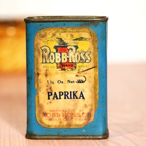 Antique Paper Label Robb-ross Paprika Tin, Blue Tin, Soaring Bald Eagle ...