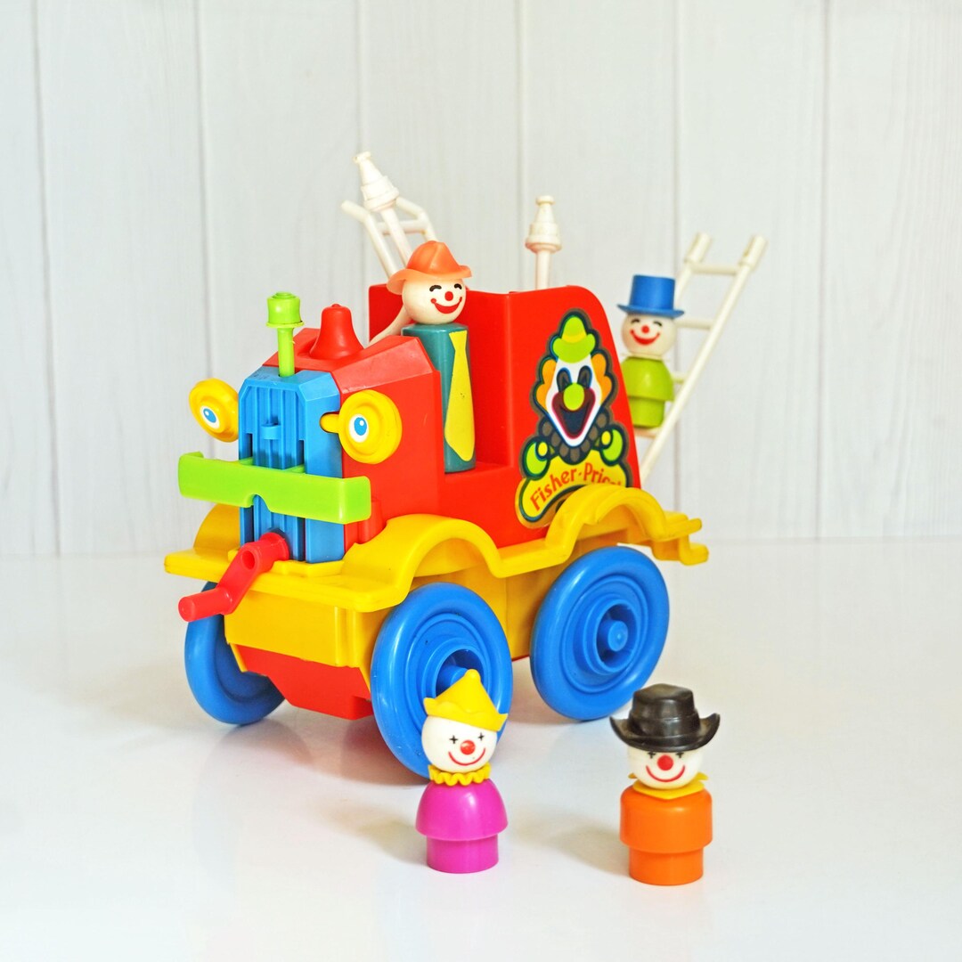 Vintage 1983 Fisher Price Crazy Clown Fire Brigade, #657, 4 Clowns, 2 ...