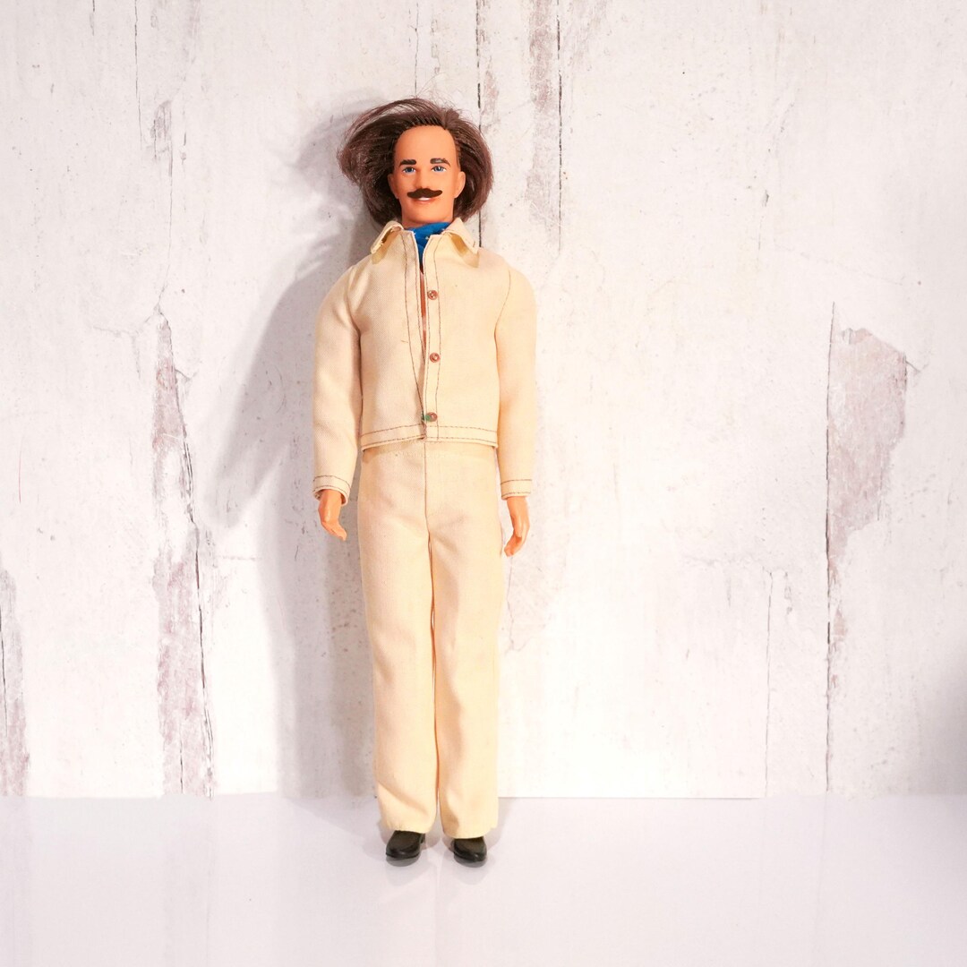 Vintage 1968 Mod Hair Ken, Rooted Long Black Hair, Mustache, Beige ...