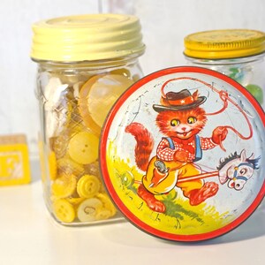 Vintage 1950s Daintee Pure Confectionery Tin, 4 1/4" Round, Cowboy ...