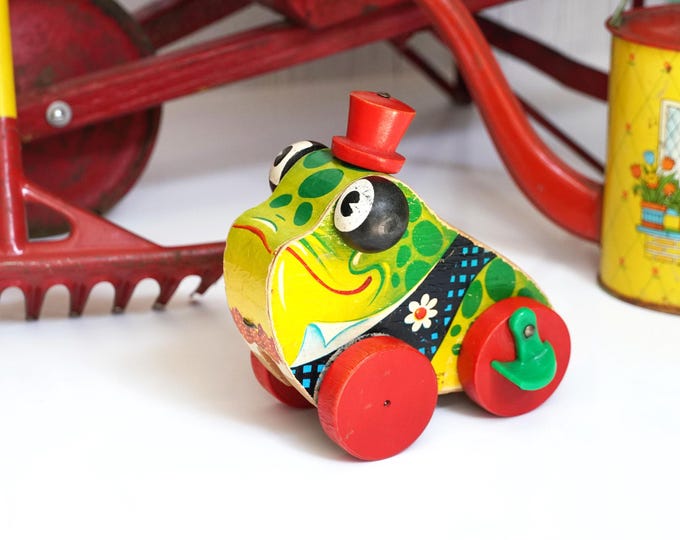 Vintage 1956 Fisher Price Gran' Pa Frog Pull Toy 464, Wood Body, Red ...
