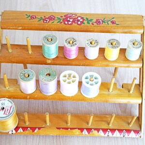 Vintage Rustic Hand-nailed Sewing Thread Spool Holder, With Flower ...