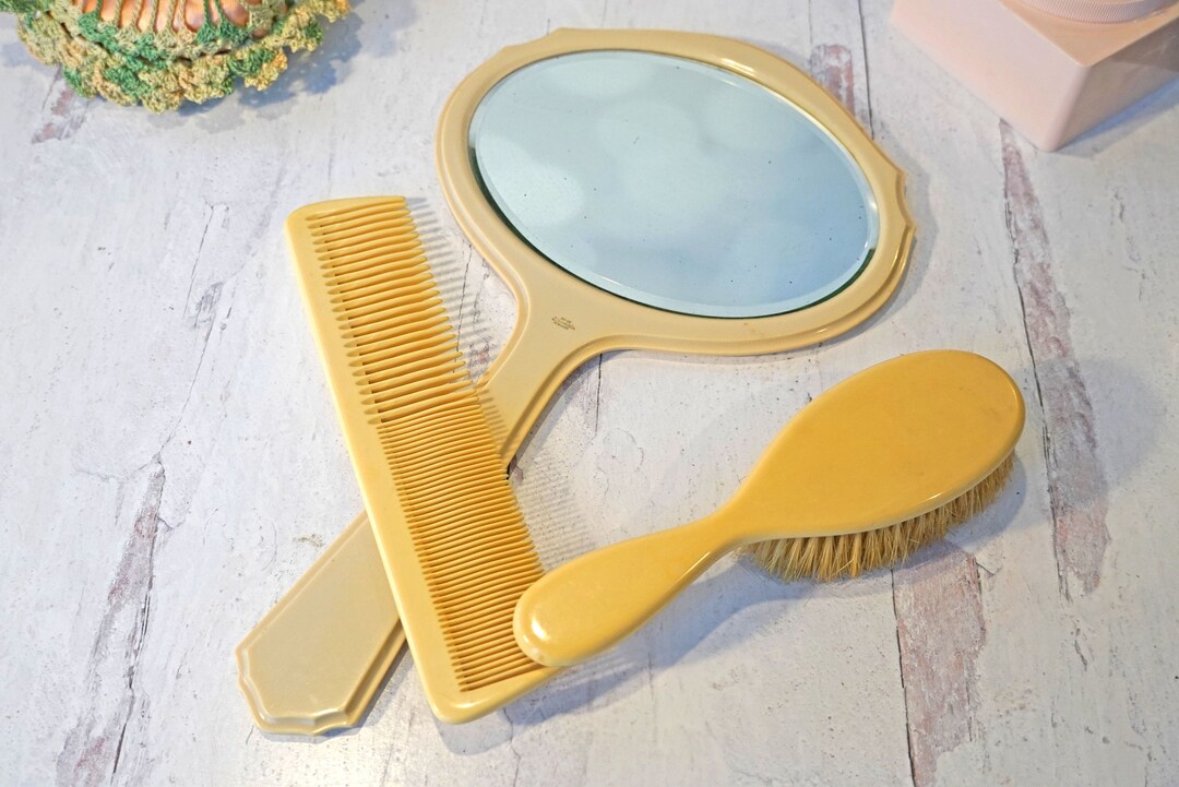 Antique Ivory Celluloid Pyralin Du Barry, Over-size Hand Mirror ...