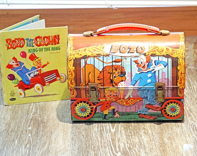 Vintage 1963 Bozo the Clown Lunch Box, Aladdin Metal Dome Lunchbox ...