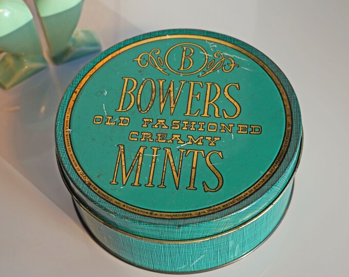 Vintage 1950s Bowers Old Fashioned Creamy Mints Candy Tin, One Pound ...