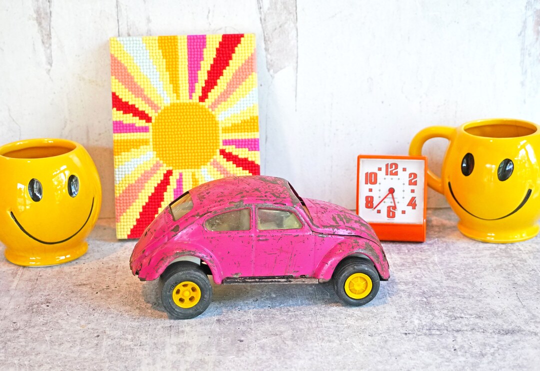 Vintage 1960s Tonka Plum Wild Hot Pink VW Bug, Pressed Steel, Plastic ...