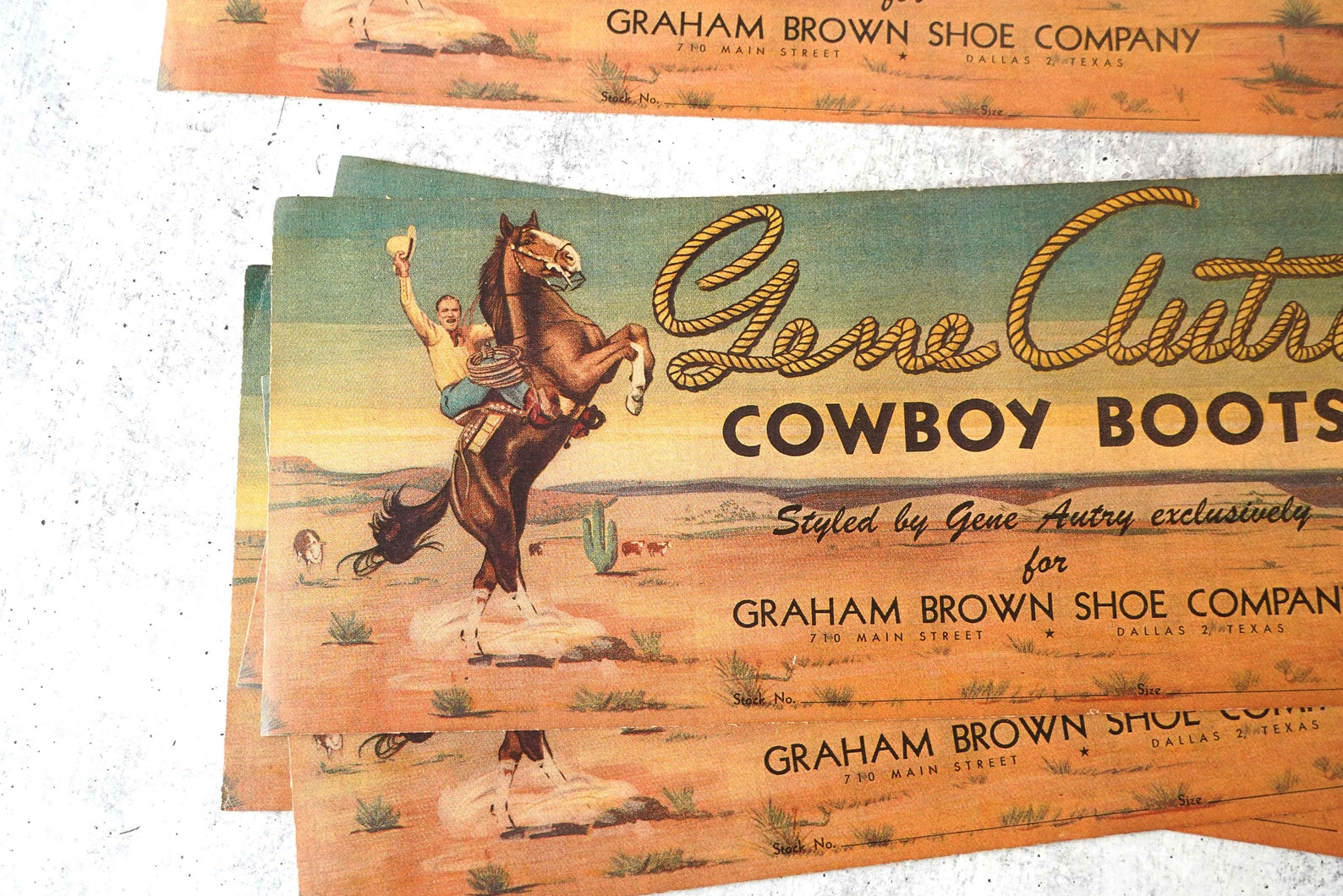 Vintage 1950s Gene Autry Cowboy Boots Box Label New Old - Etsy