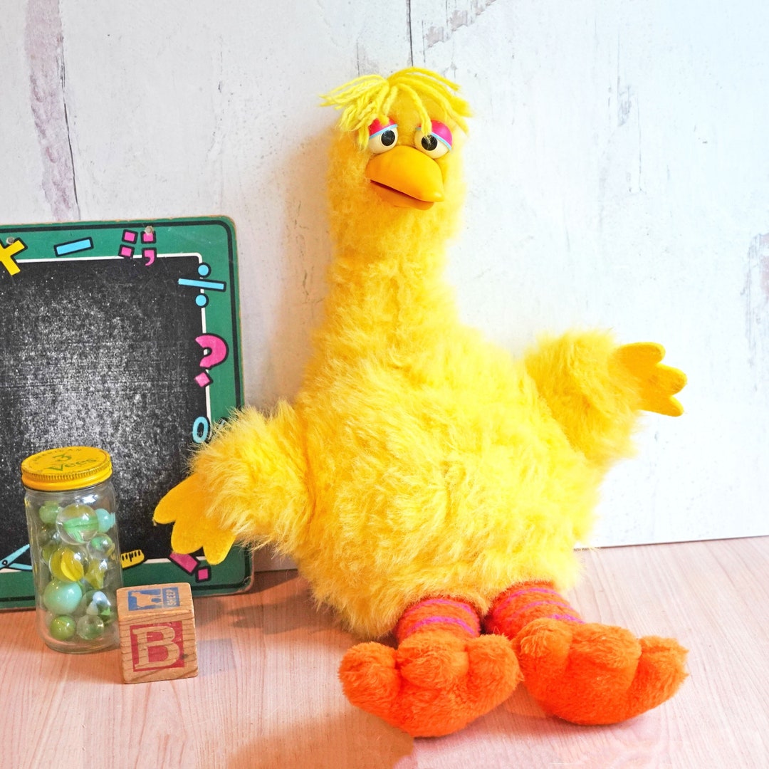Vintage 1986 Hasbro Softies Talking Big Bird, Working, Yellow Fur, Yarn ...